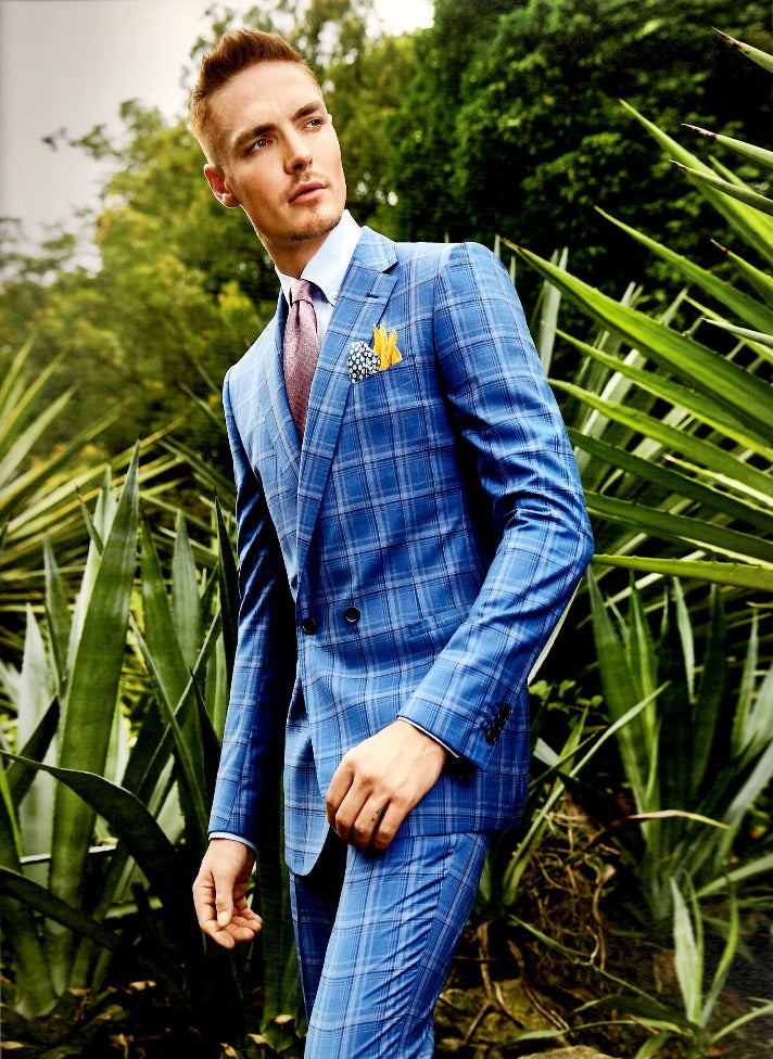 2 Piece Business Windowpane Wool Suit – Blueburry Royale Bespoke