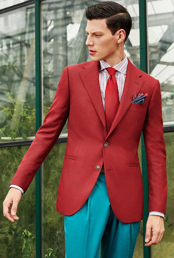 Red 100% wool Classic Solid/Plain Jacket – Blueburry Royale Bespoke