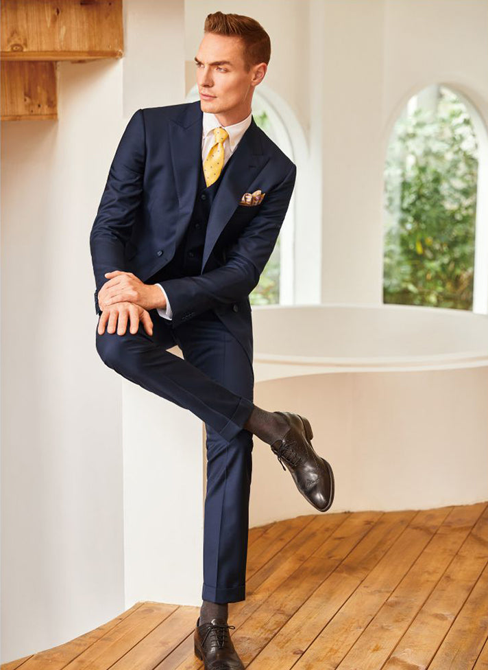 3 Piece Solid/Plain Business Wool Suit – Blueburry Royale Bespoke